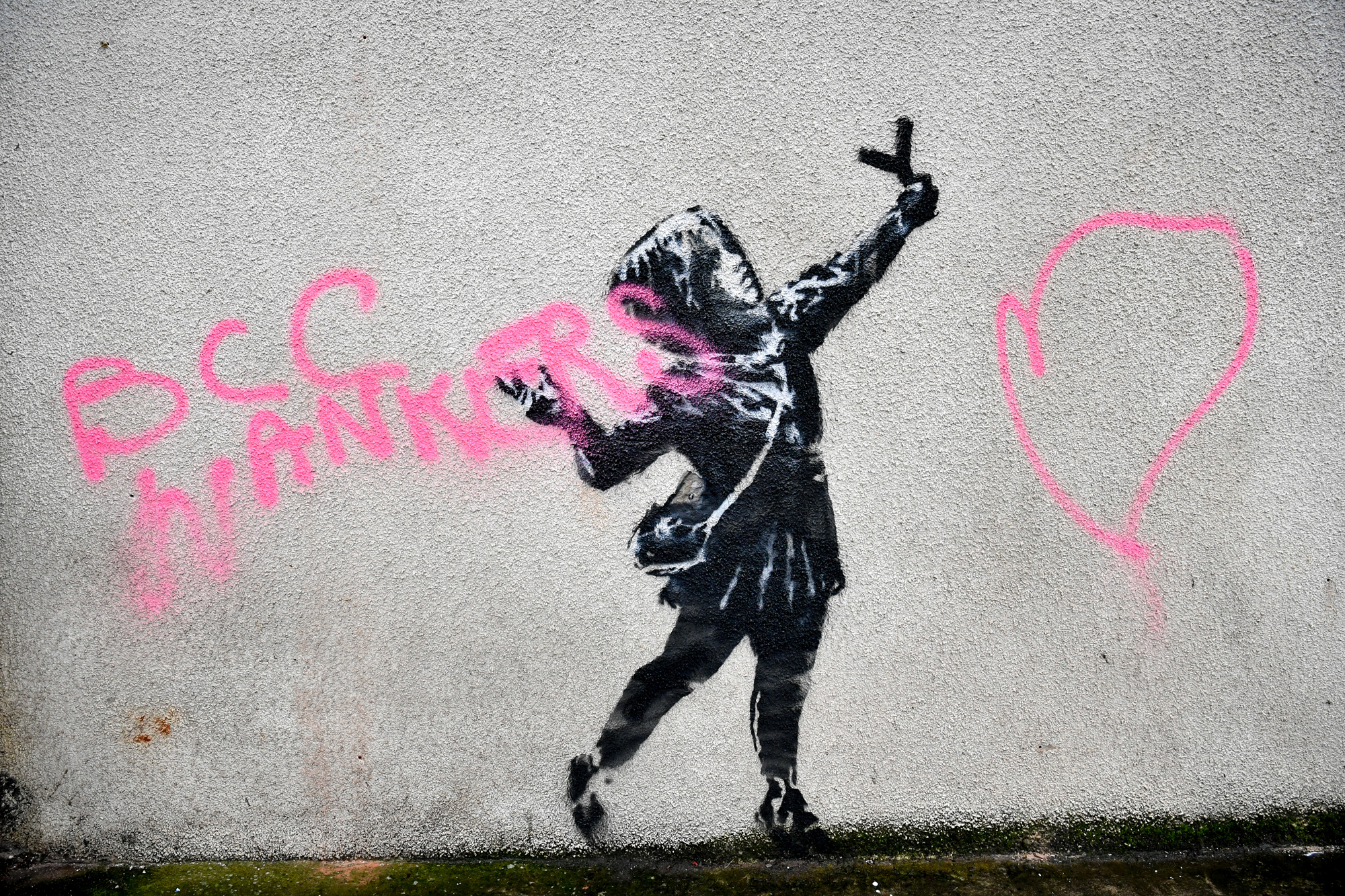 Walentynkowy mural Banksy ego zniszczony Kultura