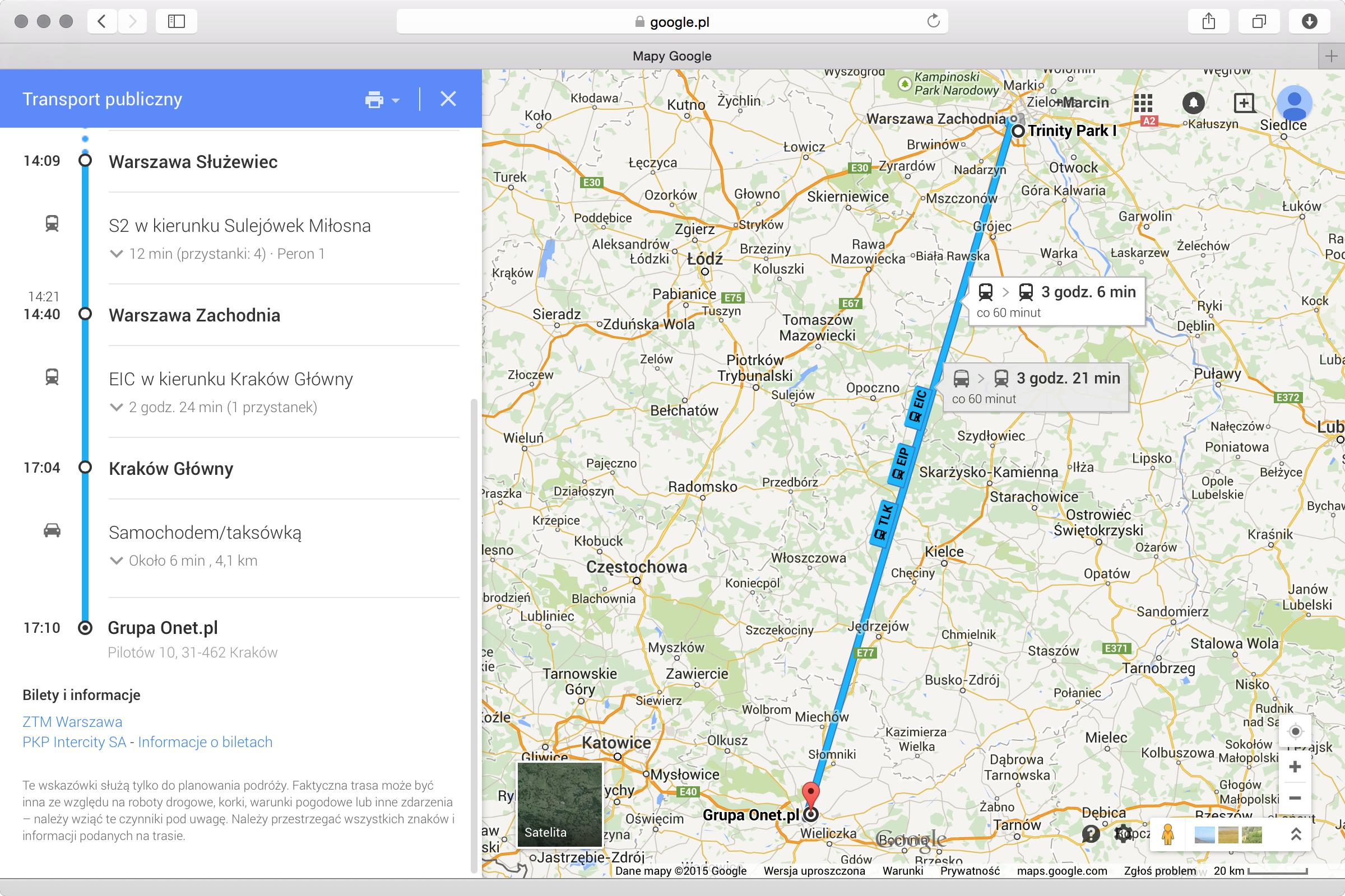 Połączenia PKP Intercity dostępne w Google Transit. Google Maps ...