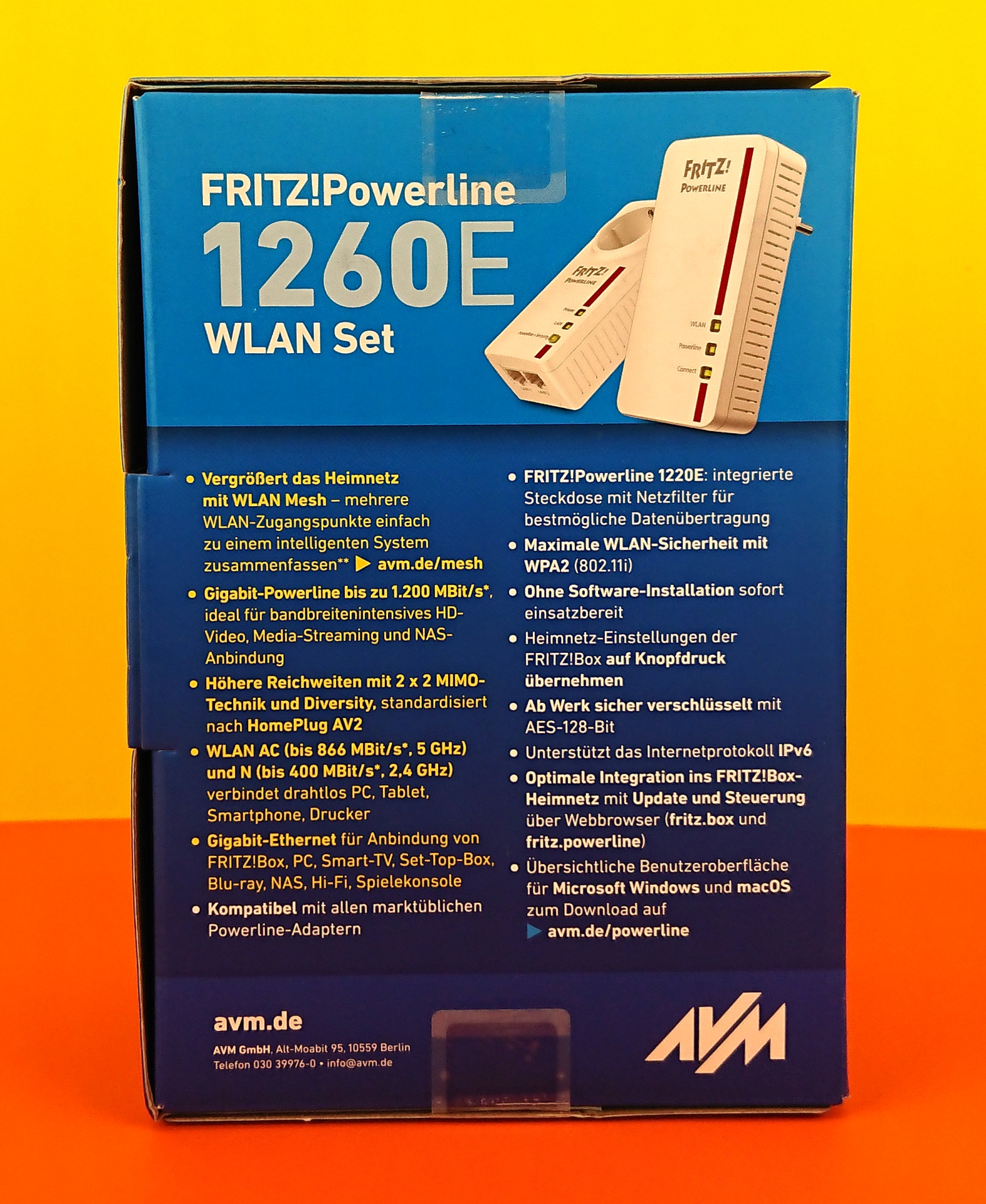 AVM Fritz Powerline 1260E Kit im Test: solide Leistung mit Mesh | Heise ...