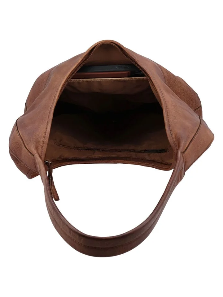 HIDE & STITCHES Skórzana torebka "Paint Rock" w kolorze jasnobrązowym ...