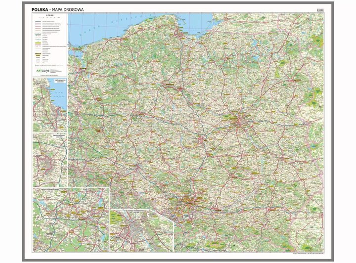 Polska mapa ścienna WYDANIE 2025 drogowa, administracyjna, do wpinania ...