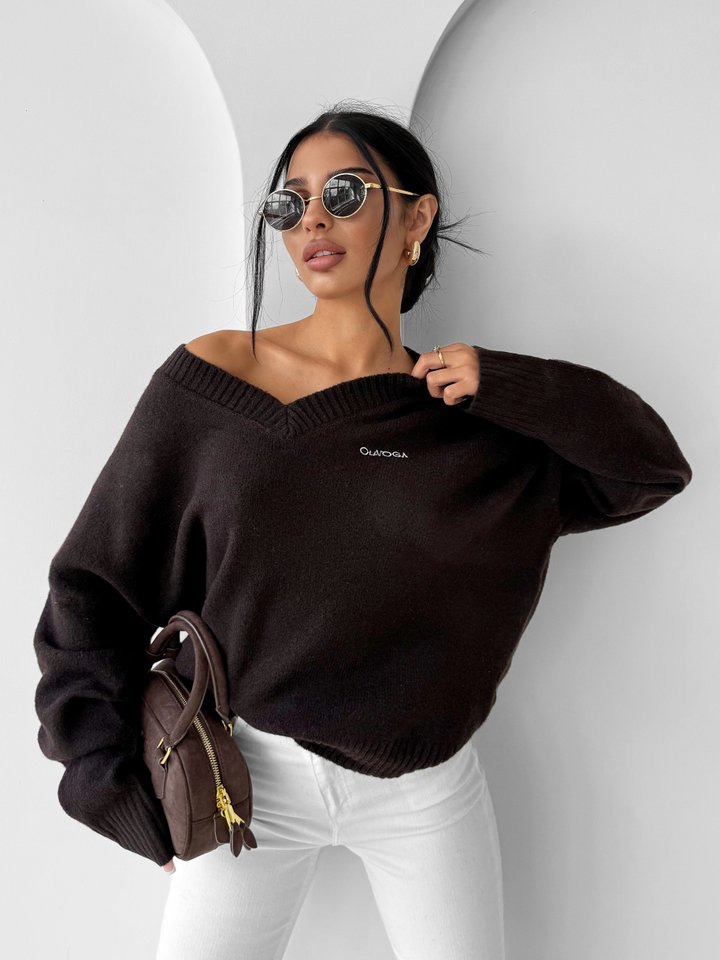 Sweter damski OLAVOGA ZOTO 2025 brązowy - Lamoda.pl