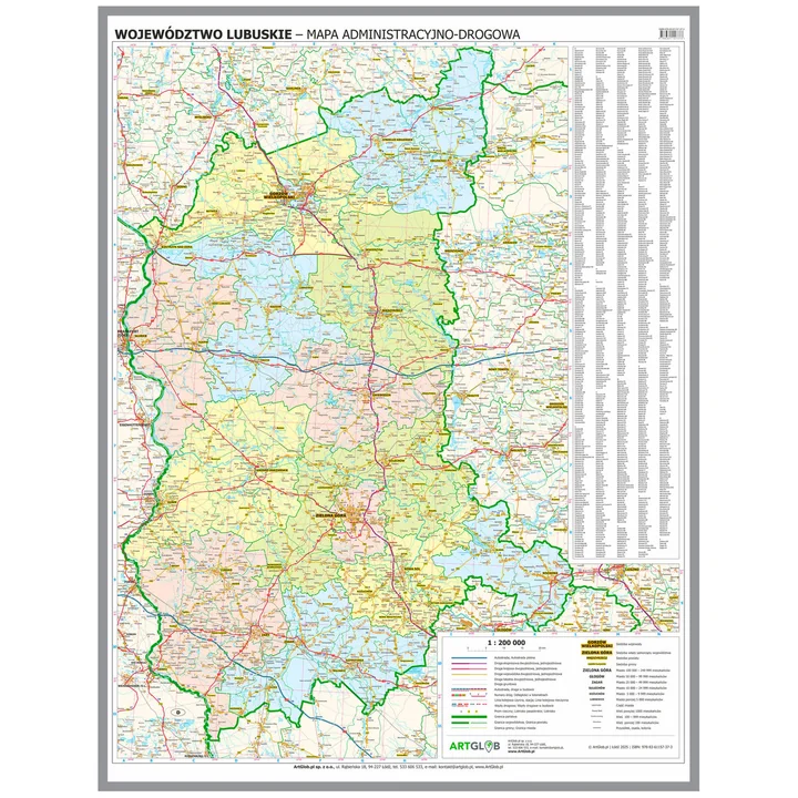 Artglob Województwo lubuskie mapa ścienna na podkładzie do wpinania ...