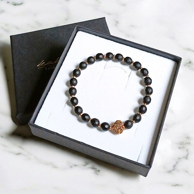 Pakamera Serce kanciaste : złota lawa, fasetowany onyks mat, hematyt ...