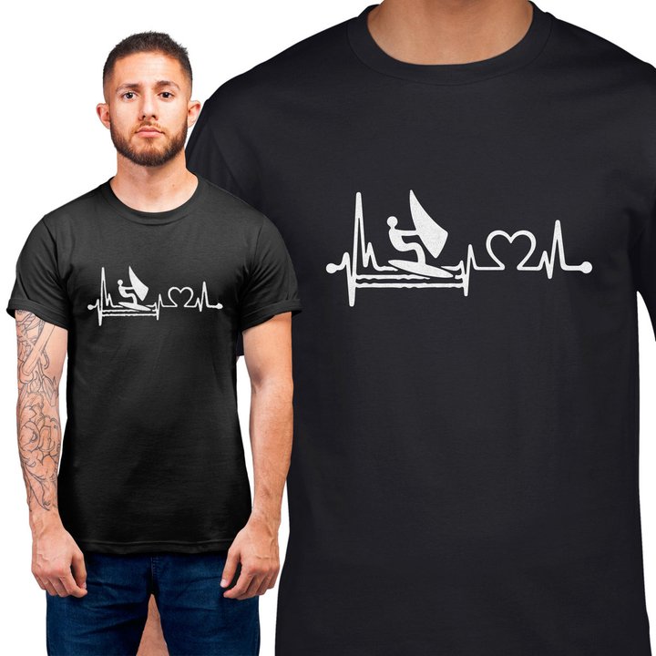 VoloDonum Koszulka męska Linia Życia EKG Windsurfing Windsurfer XL ...