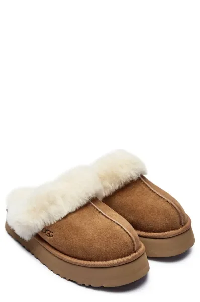 UGG Ocieplane obuwie domowe DISQUETTE | zamsz | shearling - Lamoda.pl