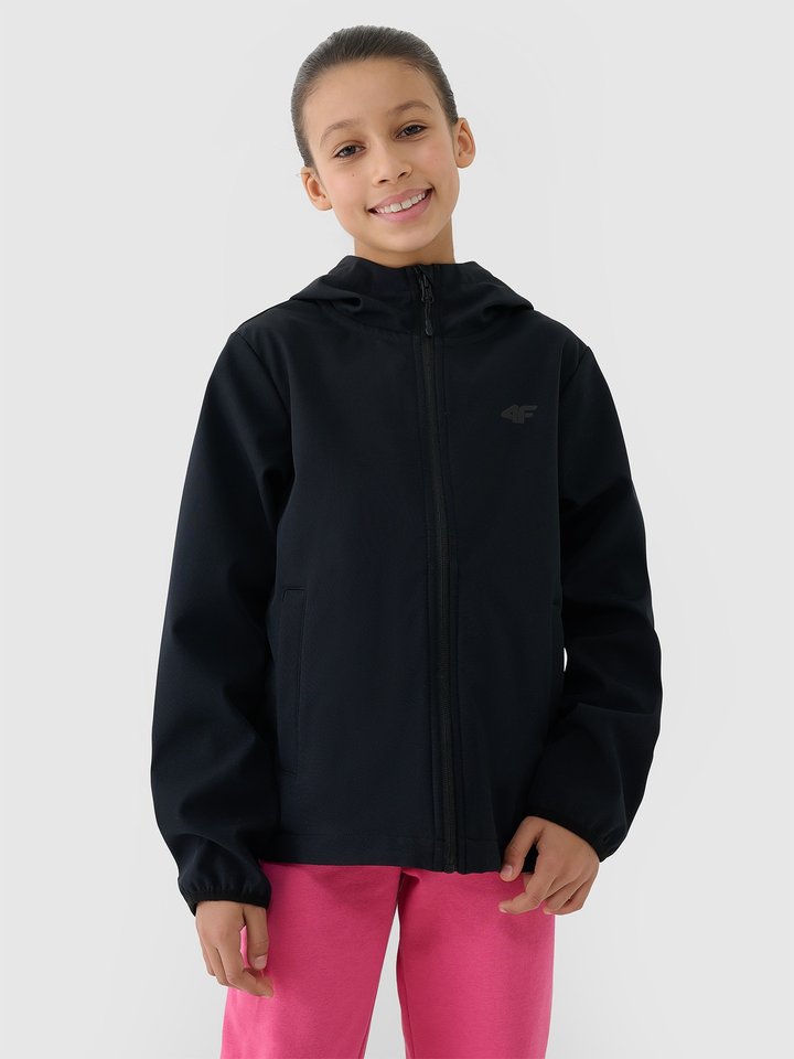 4F Kurtka softshell wiatroodporna membrana 5000 dziewczęca - czarna 134 (8-9 lat) - Lamoda.pl