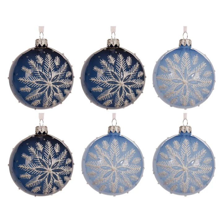 Kaemingk B.V. Bombki Szklane 8Cm 6Szt. Niebieskie Granatowe Ozdoby Świąteczne Błyszczące - Lamoda.pl