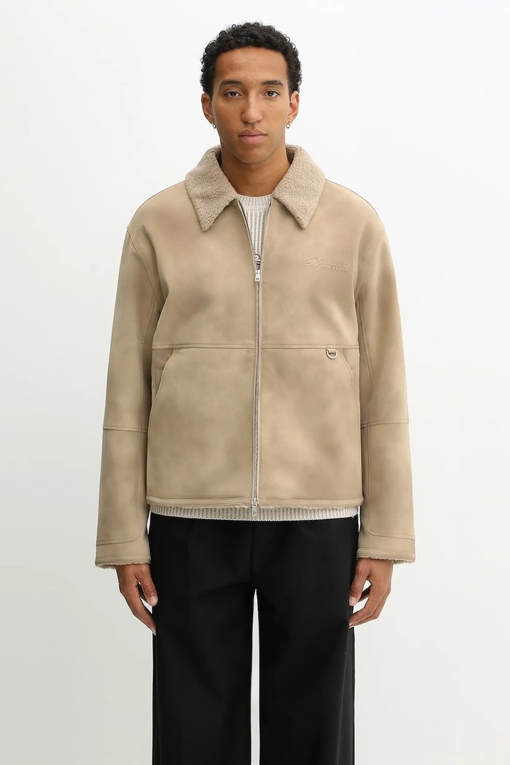 Represent kurtka Shearling Jacket kolor beżowy przejściowa oversize ...