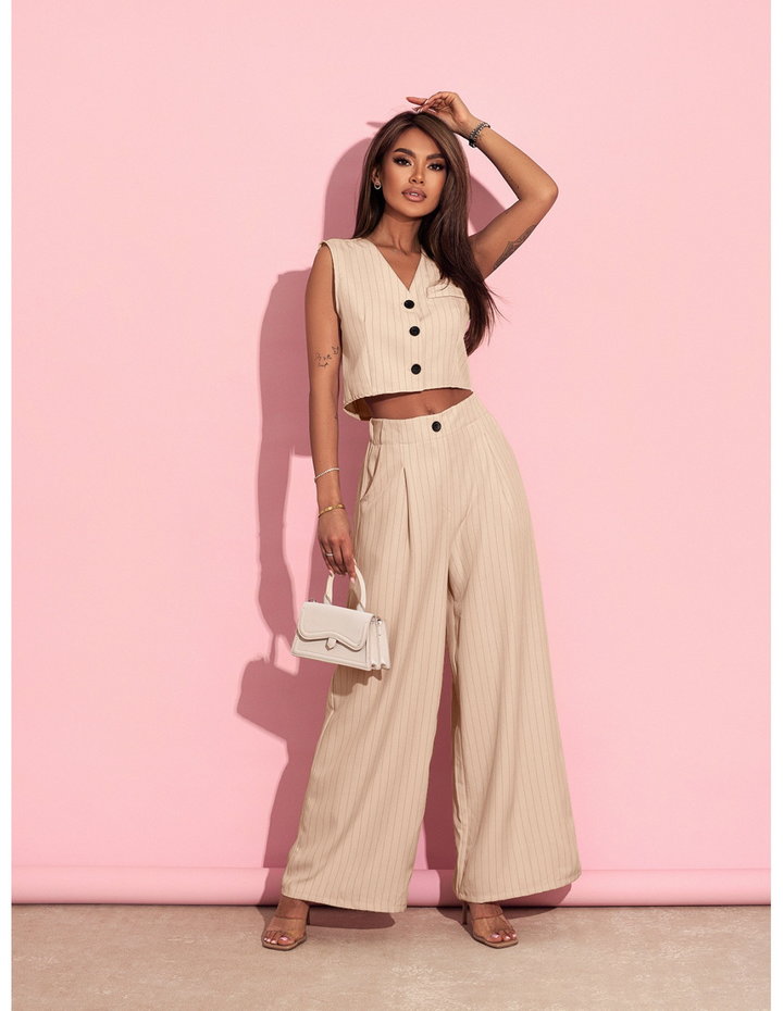 Magmac Komplet kamizelka z szerokimi spodniami ARLAN - beżowy - Lamoda.pl