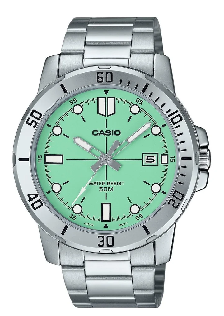 Zegarek Casio Standard Analog Stainless Steel Mint Green Dial Quartz ...