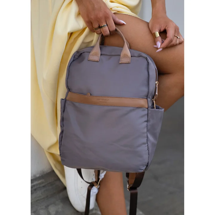 Szary, miejski plecak damski z nylonu - Peterson - Lamoda.pl