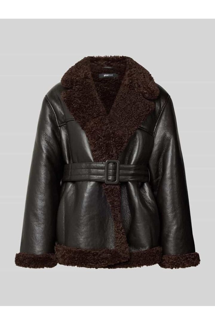 Gina Tricot Kurtka o kroju regular fit z imitacji skóry model Teddy ...