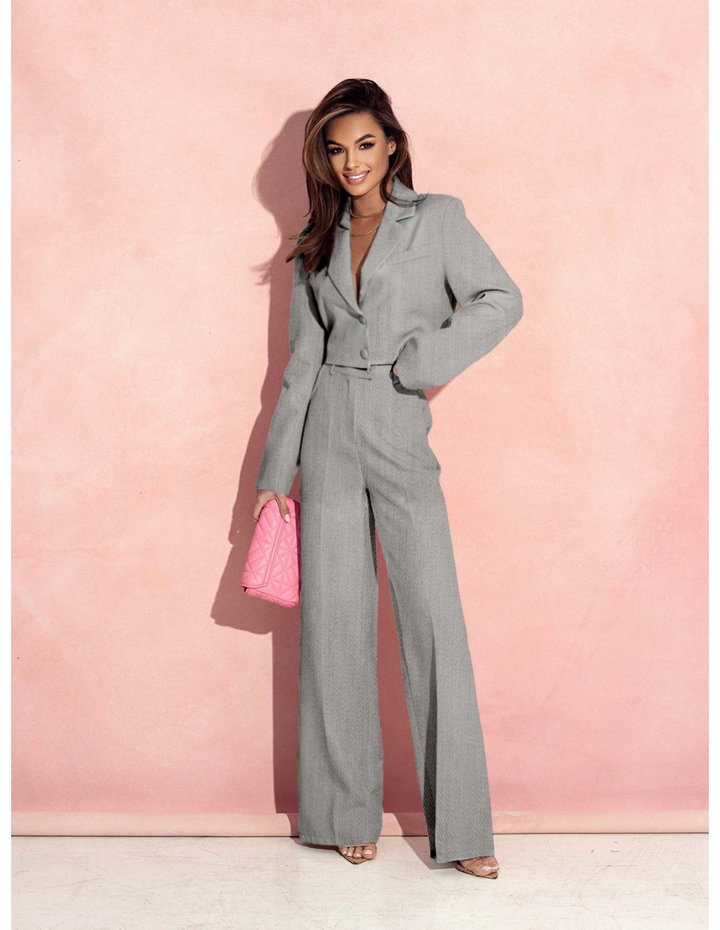 Magmac Garnitur z szerokimi spodniami YUKARI - szary melanż - Lamoda.pl