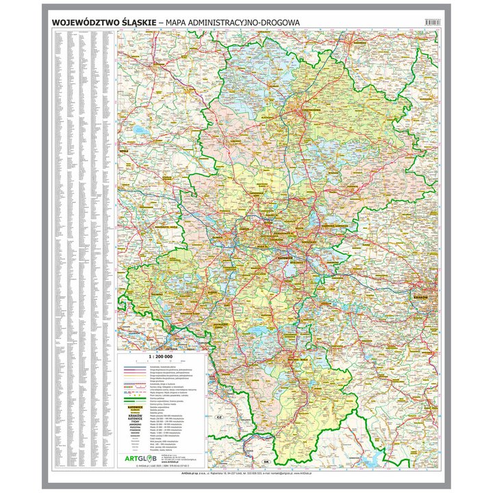 ArtGlob, Województwo śląskie mapa ścienna na podkładzie do wpinania ...