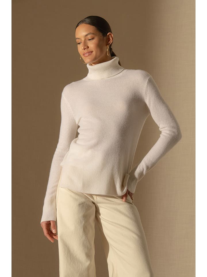 Perfect Cashmere Kaszmirowy golf w kolorze kremowym - Lamoda.pl