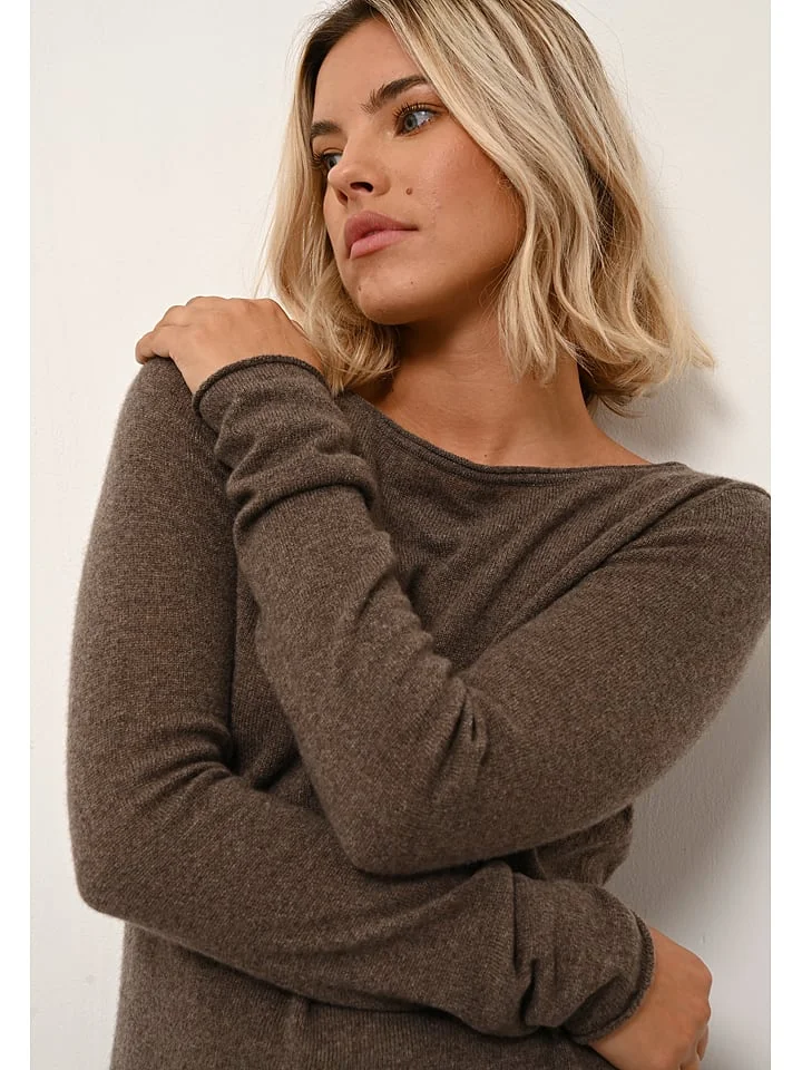 Just Cashmere Kaszmirowy sweter "Grace" w kolorze brązowym - Lamoda.pl