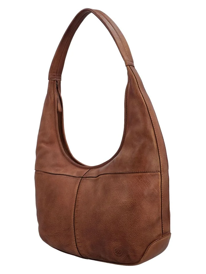 HIDE & STITCHES Skórzana torebka "Paint Rock" w kolorze jasnobrązowym ...