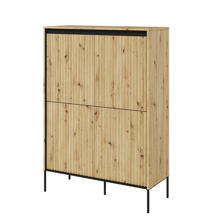 Bettso Wysoka komoda czterodrzwiowa TREND dąb artisan z oświetleniem ...