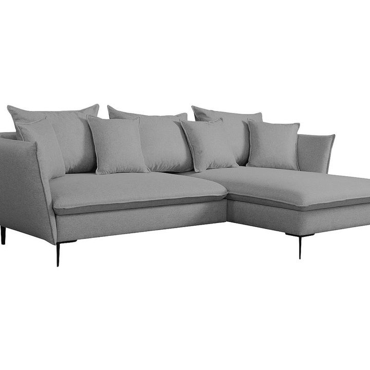 VENTE-UNIQUE Kanapa narożna rozkładana z szarej tkaniny LAZARE PASCAL ...