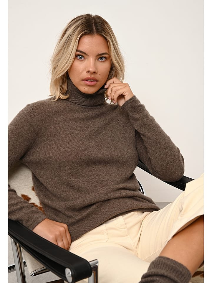 Just Cashmere Kaszmirowy golf "Ava" w kolorze brązowym - Lamoda.pl