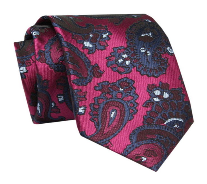 Męski Krawat - ALTIES - Klasyczny - Duży Wzór Orientalny - Lamoda.pl
