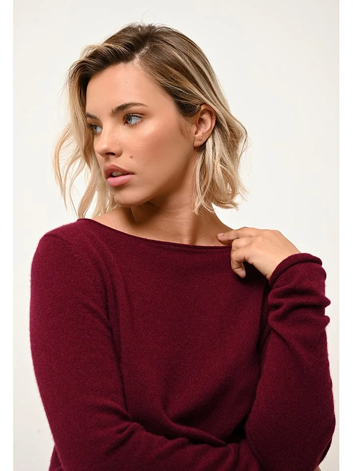 Just Cashmere Kaszmirowy sweter "Grace" w kolorze bordowym - Lamoda.pl