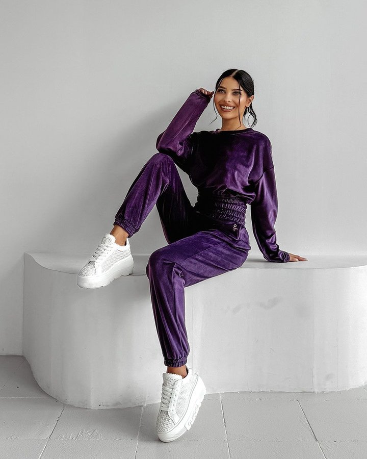 Fashionplace Komplet damski OLAVOGA VELVET STORM 2025 śliwka M - Lamoda.pl