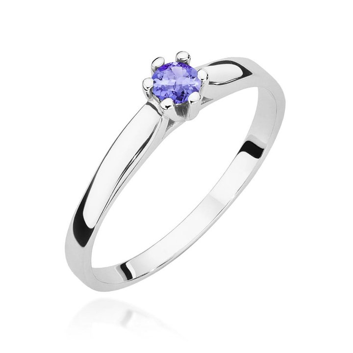 Jubiler Monika Złoty pierścionek Tanzanit 0,15ct białe złoto pr. 585 - Lamoda.pl