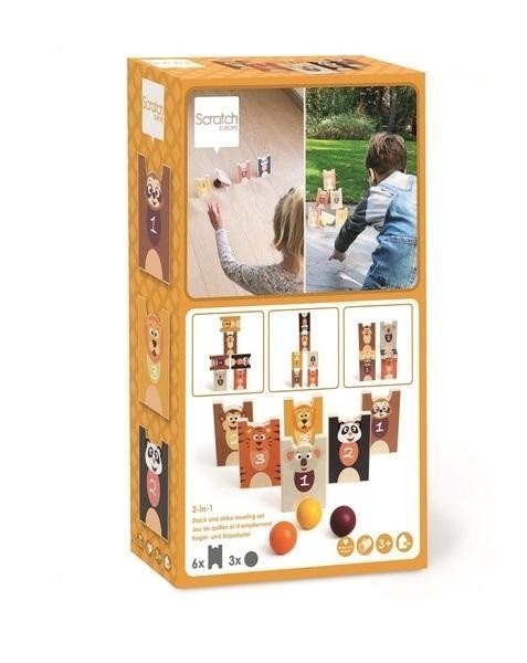 Scratch Piramida i drewniane kręgle 2w1 Dzikie zwierzęta - Lamoda.pl