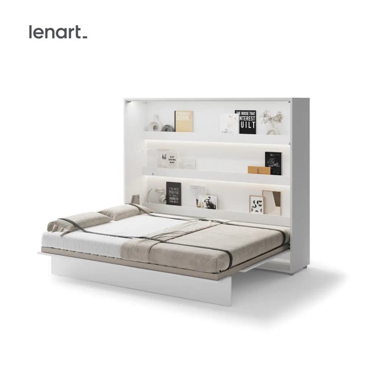 Półkotapczan poziomy BC-14 Bed Concept 160200 160x200 cm, Biały połysk ...