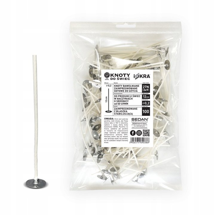 Sedan Home&Space Knot z blaszką do świec POLSKI 12cm 27N (3x9 nitek ...