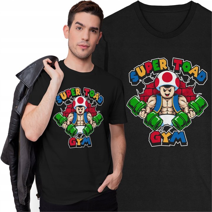 Gildan Koszulka na Trening Siłownię Super Toad Gym Super Mario Grzybek ...