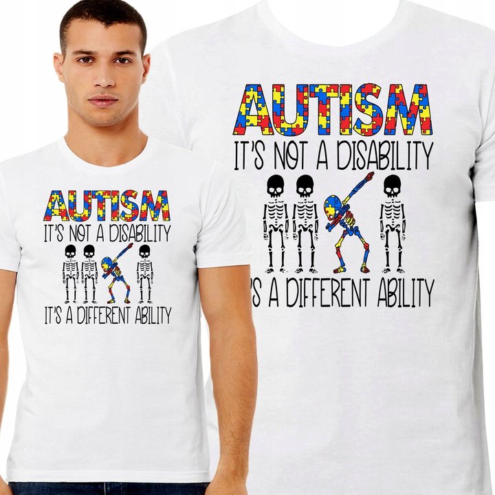 INNY PRODUCENT Koszulka Autism Skeleton Autyzm Szkielet Meme Jakość ...