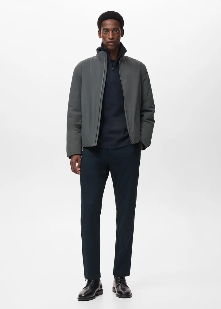 MANGO MAN - Kurtka z wypełnieniem Thermolite packable waterproof ciemnozielony - M - Mężczyzna ...