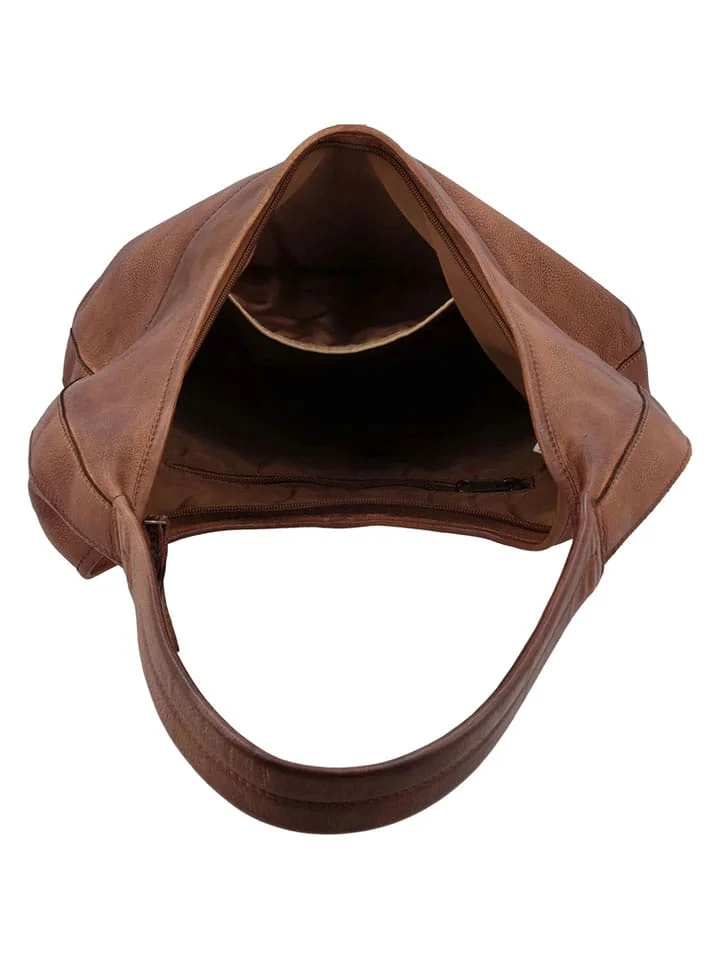 HIDE & STITCHES Skórzana torebka "Paint Rock" w kolorze jasnobrązowym ...