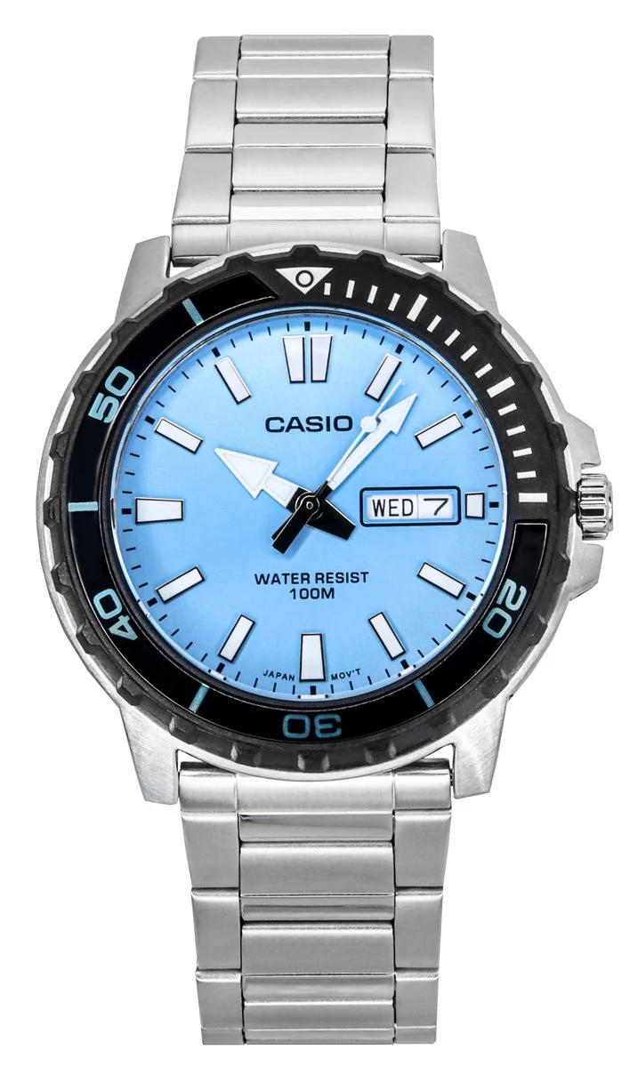Zegarek Casio Standard Analog Stainless Steel Aqua Blue Dial Quartz MTD ...