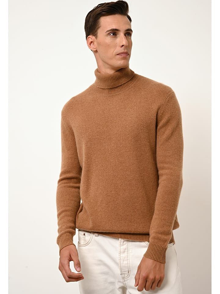 Just Cashmere Kaszmirowy golf "Sacha" w kolorze karmelowym - Lamoda.pl