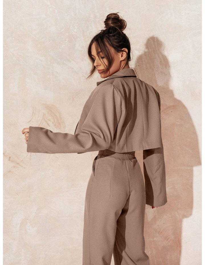 Magmac Garnitur z szerokimi spodniami HAJAM - cappuccino - Lamoda.pl