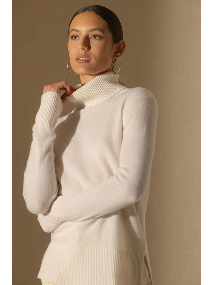 Perfect Cashmere Kaszmirowy golf w kolorze kremowym - Lamoda.pl