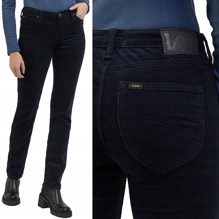 Lee Marion Straight Black Klasyczne Damskie Czarne Proste Sztruksy W36 ...