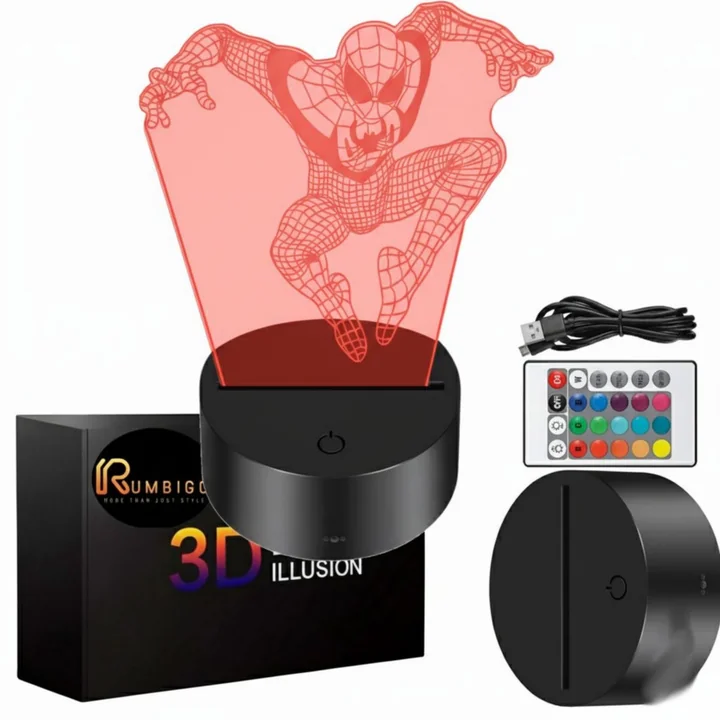 Sferazabawek Lampka Nocna 3D LED SPIDER-MAN Prezent dla Dziecka Lampa z ...