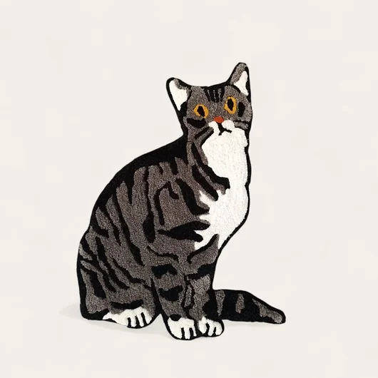 Pakamera Dywan bury pręgowany kot - Lamoda.pl