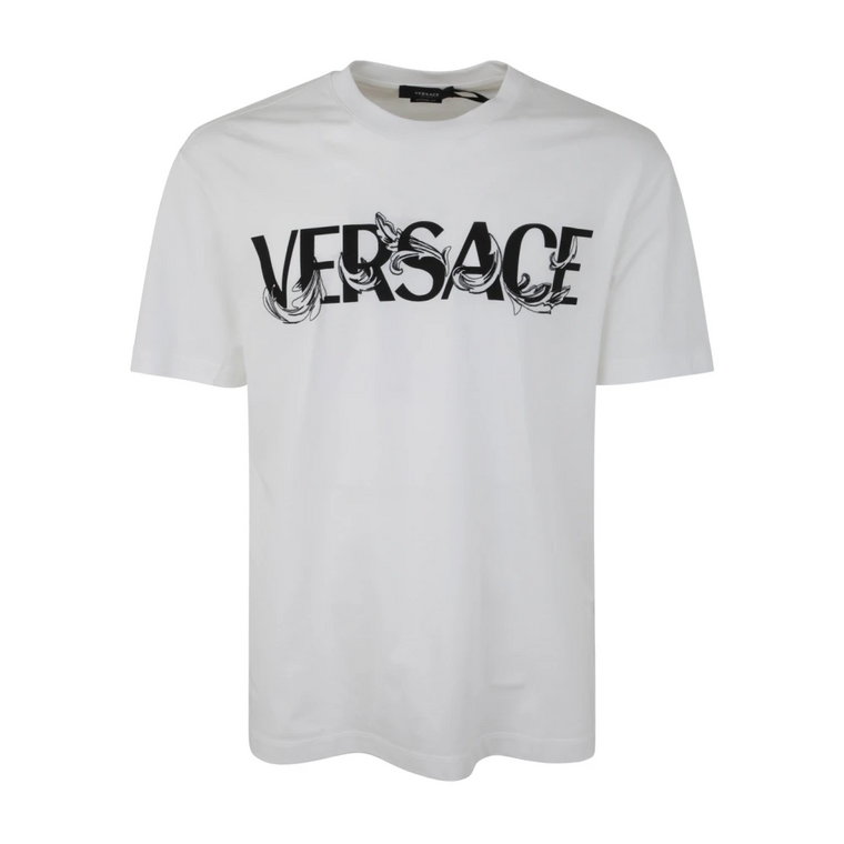 Bawełniana koszulka z siatkowym logo Versace - Lamoda.pl