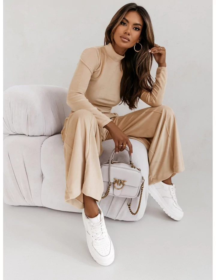 Magmac Welurowy dres z szerokimi spodniami z kantem + bluza CHIARA ...