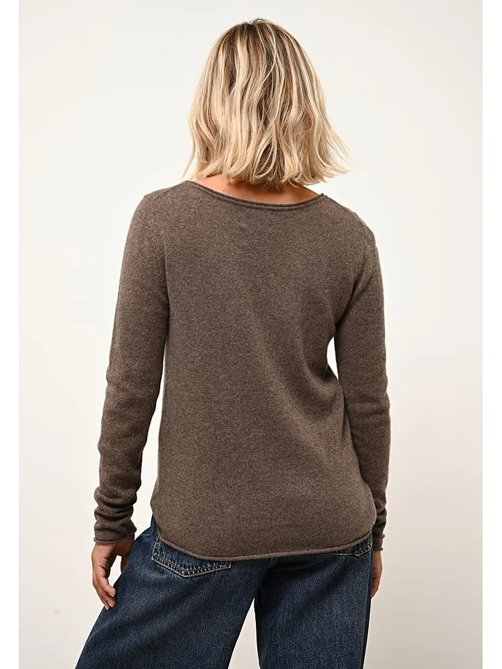 Just Cashmere Kaszmirowy sweter "Grace" w kolorze brązowym - Lamoda.pl