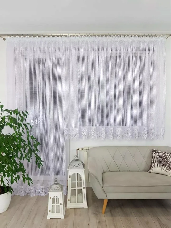 Firany Gotowe Wyprzedaż Zestaw do Okna Balkonowego, Firany z Gipiurą z ...