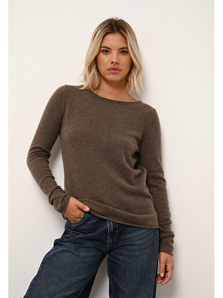 Just Cashmere Kaszmirowy sweter "Grace" w kolorze brązowym - Lamoda.pl