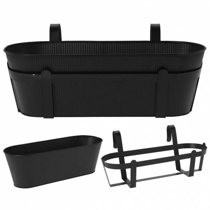 Vilde Doniczka balkonowa metalowa czarna 37,5 cm kod: O-339406 - Lamoda.pl