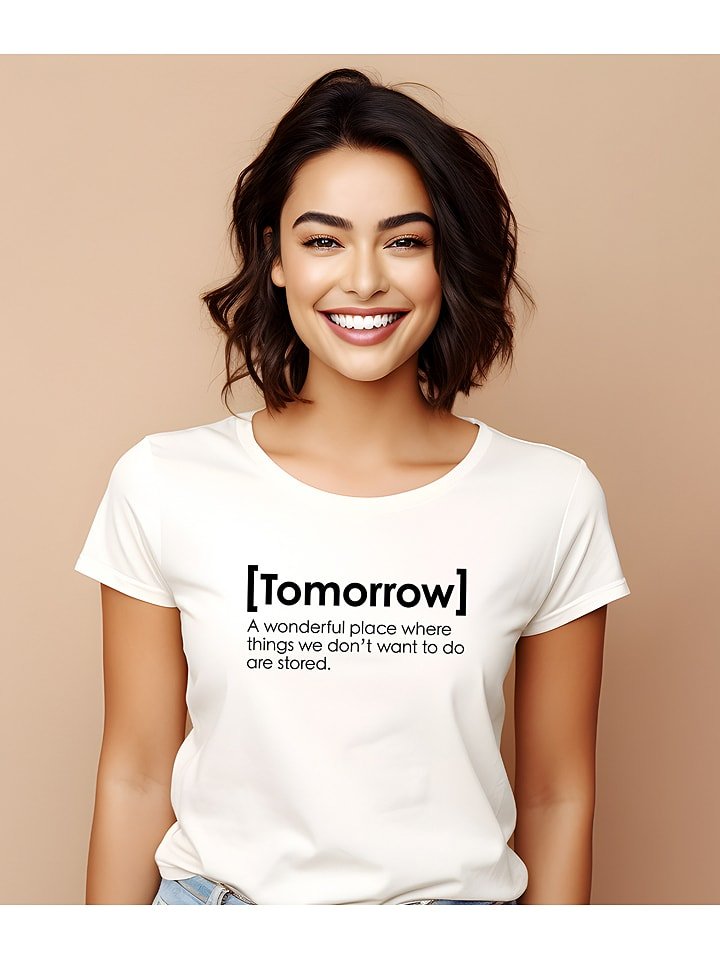 WOOOP Koszulka "Tomorrow definition" w kolorze białym - Lamoda.pl